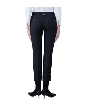 Thom Browne Cropped Tailored Pants With Turn-up Hem