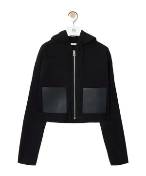 Loewe Zip-up Drawstring Knitted Hoodie - Black