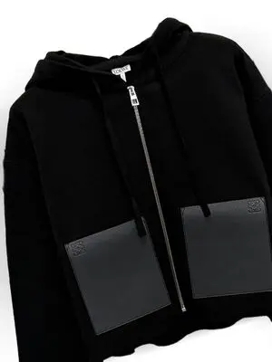 Loewe Zip-up Drawstring Knitted Hoodie - Black