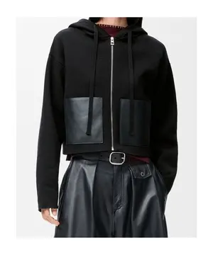 Loewe Zip-up Drawstring Knitted Hoodie - Black