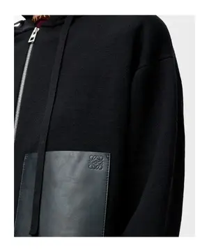 Loewe Zip-up Drawstring Knitted Hoodie - Black