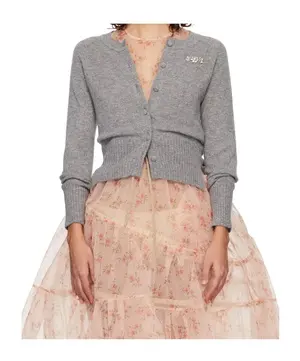 Simone Rocha Long-sleeved Cashmere Knit Cardigan - Nude