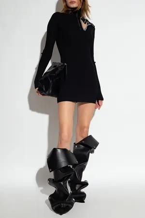 Y/project Long-sleeved Ribbed Knit Dress With Double Collar