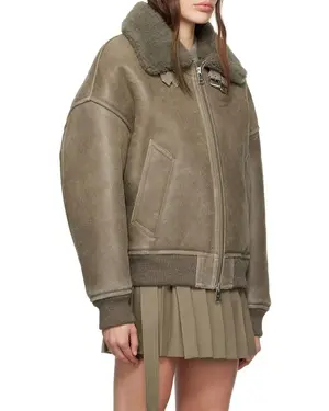 Ami Zipped Shearling Bomber Jacket