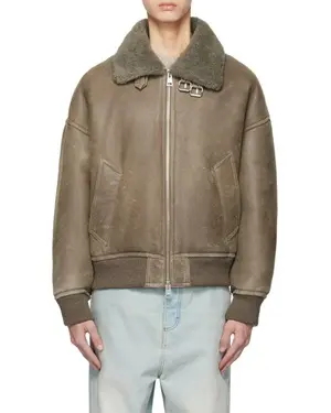 Ami Zipped Shearling Bomber Jacket