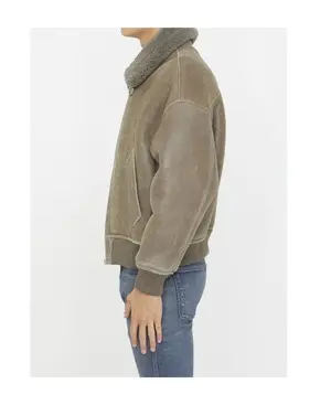 Ami Zipped Shearling Bomber Jacket