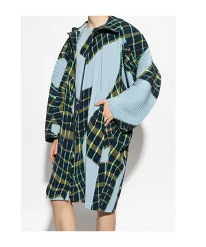 Issey Miyake Windswept Plaid Coat