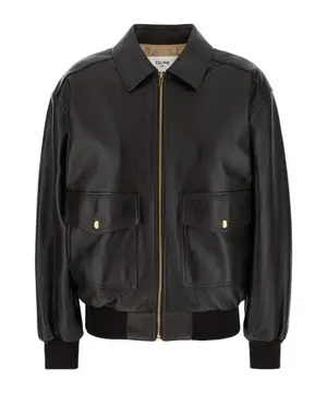 Celine Loose Aviator Blouson Jacket In Soft Lambskin