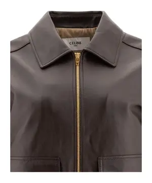 Celine Loose Aviator Blouson Jacket In Soft Lambskin