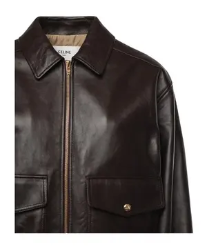 Celine Loose Aviator Blouson Jacket In Soft Lambskin
