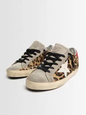 GOLDEN GOOSE Leopard Suede Superstar Sneakers