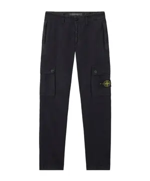 Stone Island Logo Patch Straight-leg Cargo Trousers - Navy