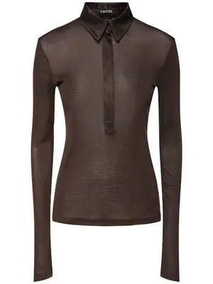 TOM FORD Silk Jersey Long Sleeve Polo