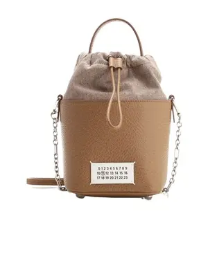 MAISON MARGIELA 5ac Logo Patch Drawstring Bucket Bag - Brown