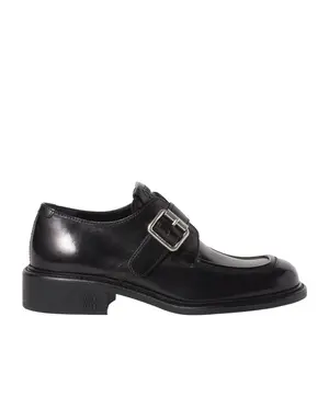 Miu Miu Leather Monk Strap Shoes With Buckle
