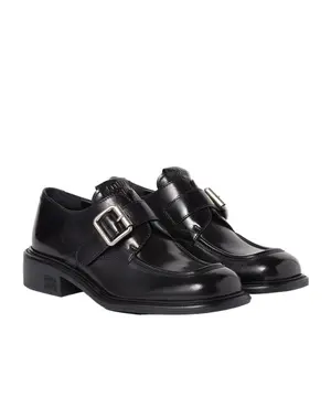 Miu Miu Leather Monk Strap Shoes With Buckle