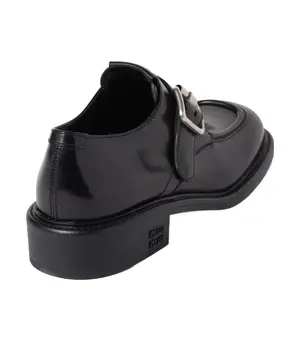 Miu Miu Leather Monk Strap Shoes With Buckle