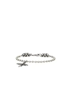 Emanuele Bicocchi Silver Bead Chain Bracelet With Cross Charm - Gray