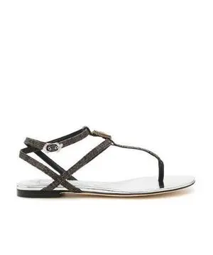 Dolce & Gabbana Heart-shaped Pendant Flat Sandals - Black