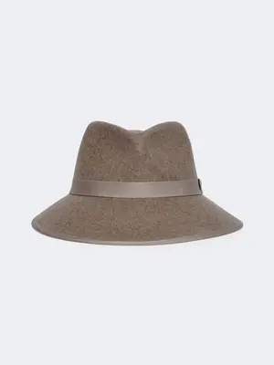 Max Mara Wool Felt Hat With Grosgrain Ribbon Trim - Beige