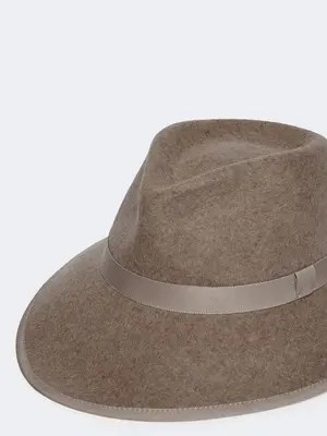 Max Mara Wool Felt Hat With Grosgrain Ribbon Trim - Beige