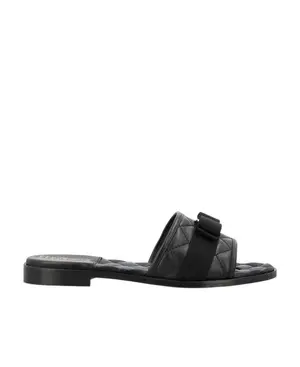 FERRAGAMO Quilted Logo Bow Detail Slides