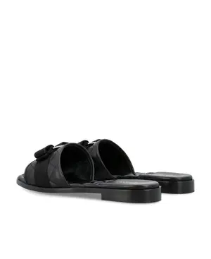 FERRAGAMO Quilted Logo Bow Detail Slides