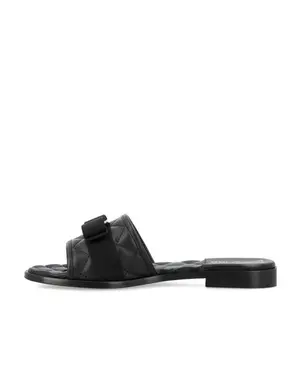 FERRAGAMO Quilted Logo Bow Detail Slides
