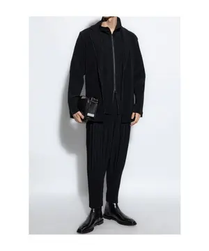 Issey Miyake Homme Plissé Zip-up Pleated Jacket - Black