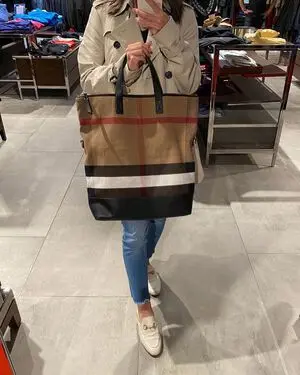 Burberry Plaid Canvas Shoulder Bag