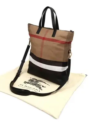 Burberry Plaid Canvas Shoulder Bag