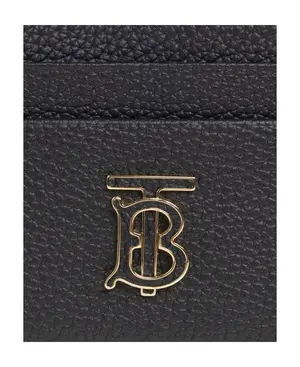 Burberry Logo Plaque Pebbled Card Holder