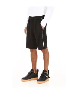Helmut Lang Cotton-blend Shorts With Stripe Details