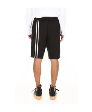 Helmut Lang Cotton-blend Shorts With Stripe Details