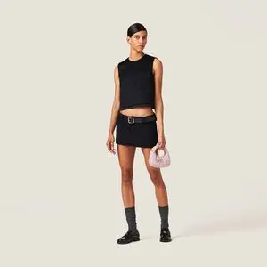 Miu Miu Logo Embroidered Mini Skirt