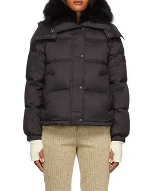 YVES SALOMON Padded Down Jacket With Fur Trim