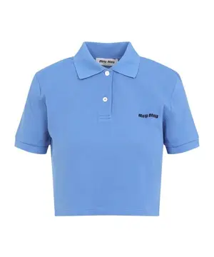 Miu Miu Cotton Piqué Cropped Polo Shirt
