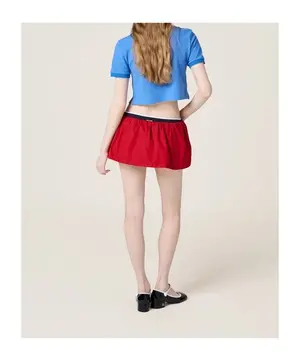 Miu Miu Cotton Piqué Cropped Polo Shirt