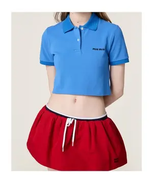 Miu Miu Cotton Piqué Cropped Polo Shirt