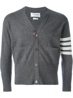Thom Browne 4-bar Button-up Knit Cardigan - Black