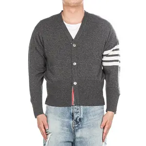Thom Browne 4-bar Button-up Knit Cardigan - Black