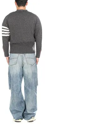 Thom Browne 4-bar Button-up Knit Cardigan - Black