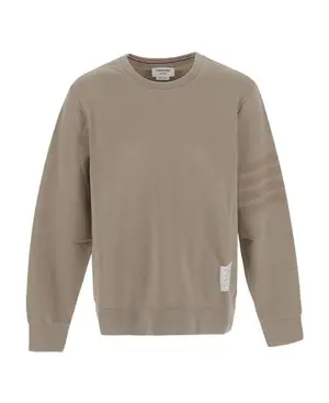 Thom Browne Crewneck Sweatshirt With Striped Sleeves - Nude