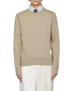 Thom Browne Crewneck Sweatshirt With Striped Sleeves - Nude