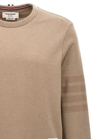 Thom Browne Crewneck Sweatshirt With Striped Sleeves - Nude