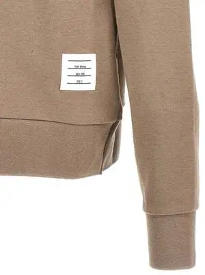 Thom Browne Crewneck Sweatshirt With Striped Sleeves - Nude