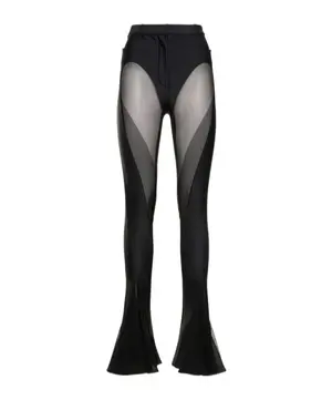 MUGLER Flared Tulle Jersey High-waist Pants