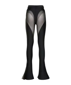 MUGLER Flared Tulle Jersey High-waist Pants