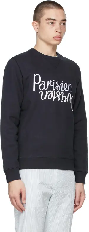 Maison Kitsuné Logo Round Neck Sweater