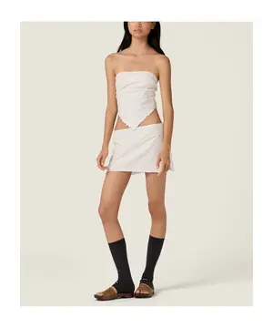 Miu Miu Embroidered Slubbed Canvas Bandana Top